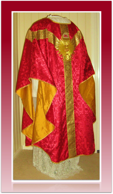 Vestments in Red Liturgical Fabric with choice of Emblem